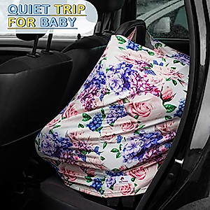 Multi Use Nursing Breastfeeding Cover Scarf-Car Seat Canopy by Busy Monkey-Shopping Cart-High Chair-Stroller and Carseat Covers for Boys and Girls-Infinity Stretchy Shawl-Baby Shower-Floral