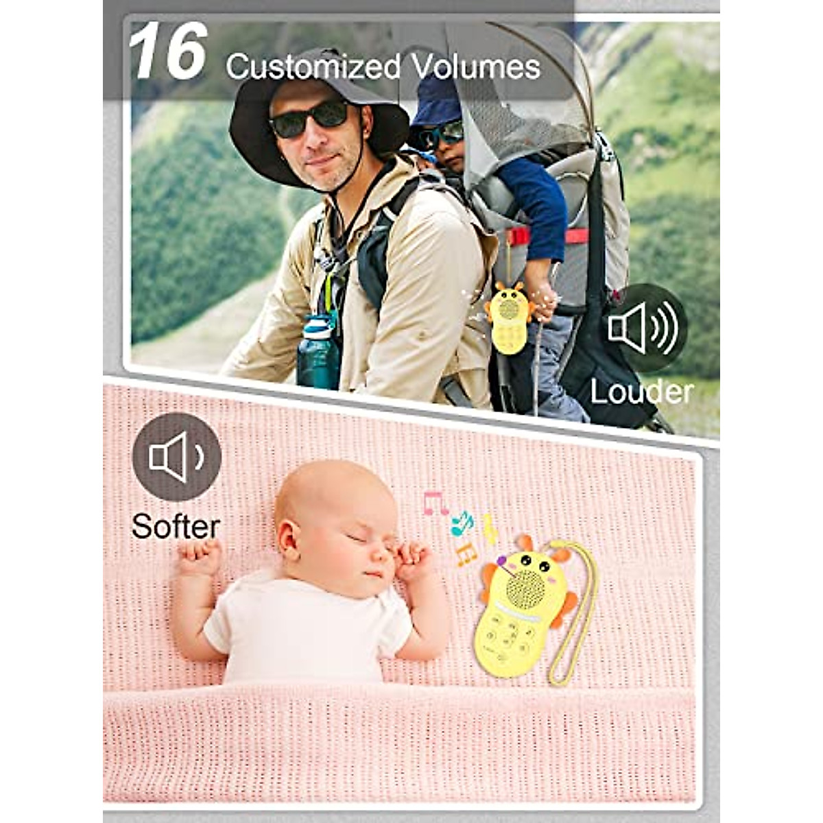 Dremkit White Noise Machine Baby Sound Machine Portable Noise Machine for Baby Sleep Soother Music and Light, Rechargeable,16 Soothing Sounds and Lullaby Machine for Sleeping Travel Baby Gift