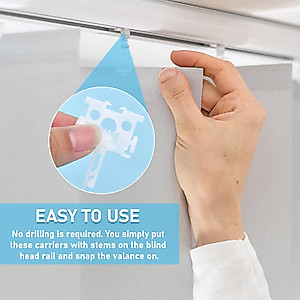 UXELY 12pcs/Set Vertical Blind Repair Carrier with Straps, Universal Vertical Blinds Repair Kit with Stem, Replacement Parts Vertical Blinds Curtain Accessories, No Drilling(White)