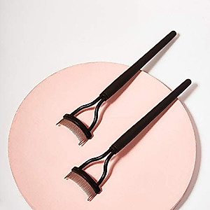 TEOYALL 2 PCS Eyelash Comb, Makeup Mascara Applicator Metal Teeth Eyelashes Separator Curler Arc Designed False Eyelash Grooming Brushes