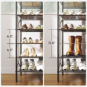 YATINEY 10 Tier Shoe Rack, Shoe Storage Organizer, Large Capacity Shoe Shelf Holds 40 Pairs of Shoes, Durable and Stable, for Entryway, Hallway, Closet, Dorm Room, Rustic Brown SS10BR