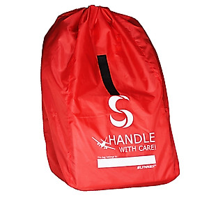 SLYNNAR Car Seat Travel Bag,Red & Car Seat Travel Belt, Orange