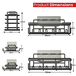 WOKIT Shower Caddy, Bathroom Accessories, Shower Organizer with Self Adhesive for Bathroom, Rustproof Stainless Steel Dorm Room Essentials, Perfect for Kitchen Storage-Set of 5 Racks