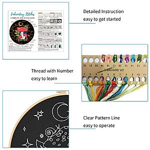 Nuberlic 3 Pack Embroidery Kit for Adults Beginners, Stamped Cross Stitch Mushroom Patterns with Hoop, Thread, Needles & Step-by-Step Guide Easy DIY Starter Kit