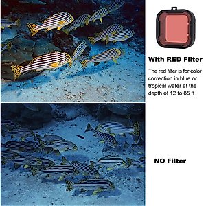 GEPULY Standard Waterproof Housing Case with Dive Filters for GoPro Hero 4, Hero 3+, Hero3 Action Cameras - 131 ft (40M) Underwater Photography - with Red, Light Red, Magenta Filters