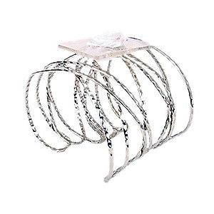 Floral Corsage Bracelet - Hammered Faux Silver - Nina Cuff