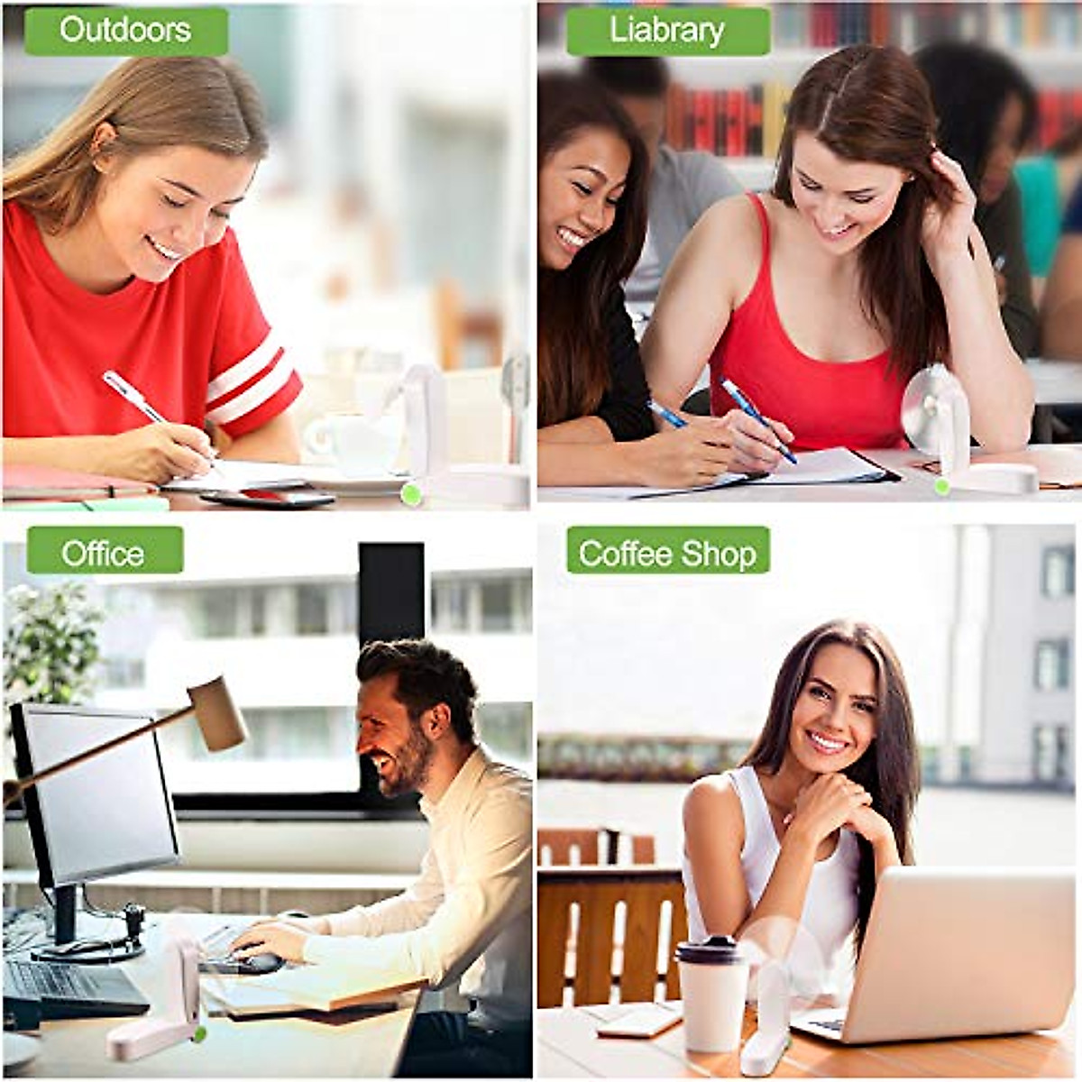 3 Pack Portable Pocket Fans Handheld Mini Fan Portable Foldable Fan Personal Travel Fan Hand Fan Summer USB Rechargeable Desk Fans for Home Women Travel Outdoors Or Indoors, 2 Speeds (Green)