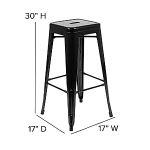 Flash Furniture Lily 30" High Metal Indoor Bar Stool in Black - Stackable Set of 4