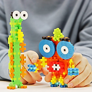 PLUS PLUS Learn to Build Set, 240 Mini Interlocking Building Blocks, 3D Puzzle Stem & Art Kit Playset - Creatures