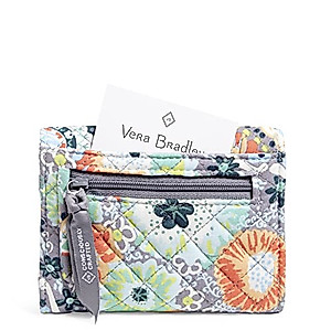 Vera Bradley Women's Cotton Riley Compact Wallet With RFID Protection, Citrus Paisley - Recycled Cotton, One Size