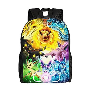 Qvlippga Cartoon Poke Backpack for Boys Girls Durable Bookbag Large Capacity School Backpacks