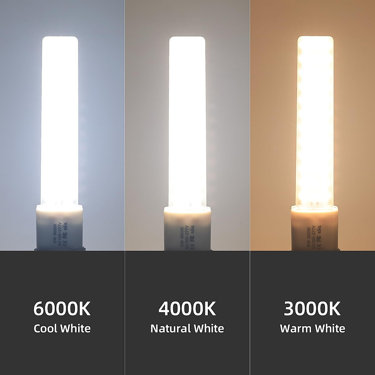 Lidesheng G23 LED Light Bulb 6W Plug and Play Replacement 13W CFL LED Stick PL Bulb G23-2 Pin Base, 360° Beam Angle Cool White 6000K, Driven by 100-277V and CFL Ballast, 2 Pack (G23 6W, Cool White)