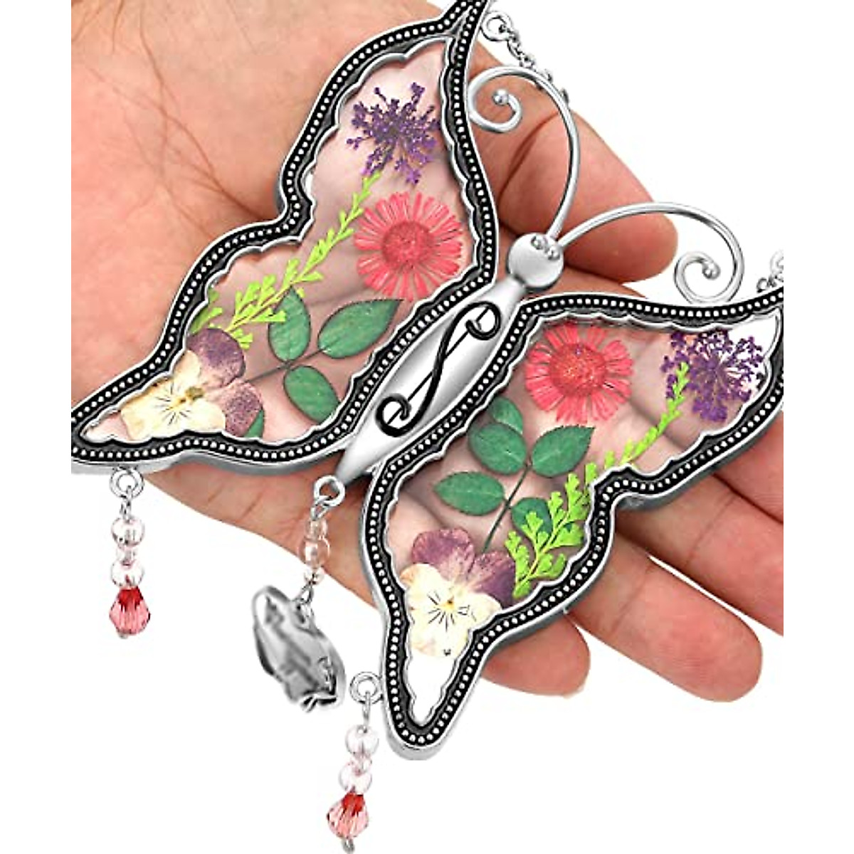 KY&BOSAM Suncatcher Butterfly, I Love You Nana Mother`s Day Nana Gifts, Stained Glass Sun Catcher Hanging Wind Chime Ornament for Window Gift Nana Mother`s Day, Valentine’s,Birthday