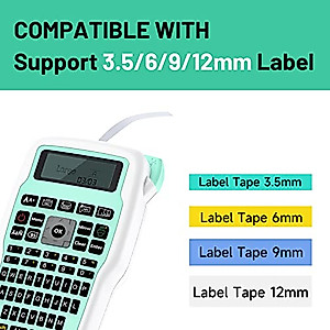 Label KINGDOM Handheld Label Maker Machine with Tape,Portable Label Printer E1000 Labeler for Labeling with AC Adapter,Easy QWERTY Keyboard,for Home,School,Office,Industrial Organization Green