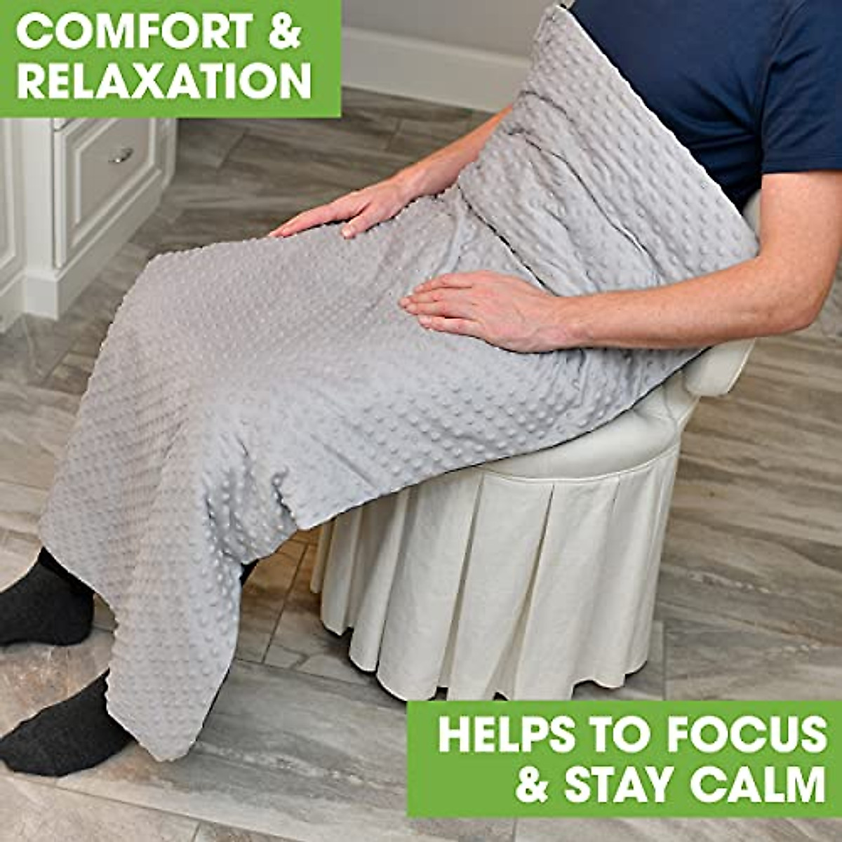 BARMY Weighted Lap Blanket (48"x24", 6lbs) Weighted Lap Pad with Removable Cover for Adults, Teens and Kids, Cotton Inner Blanket, Weighted Throw Blanket - Cool Gray