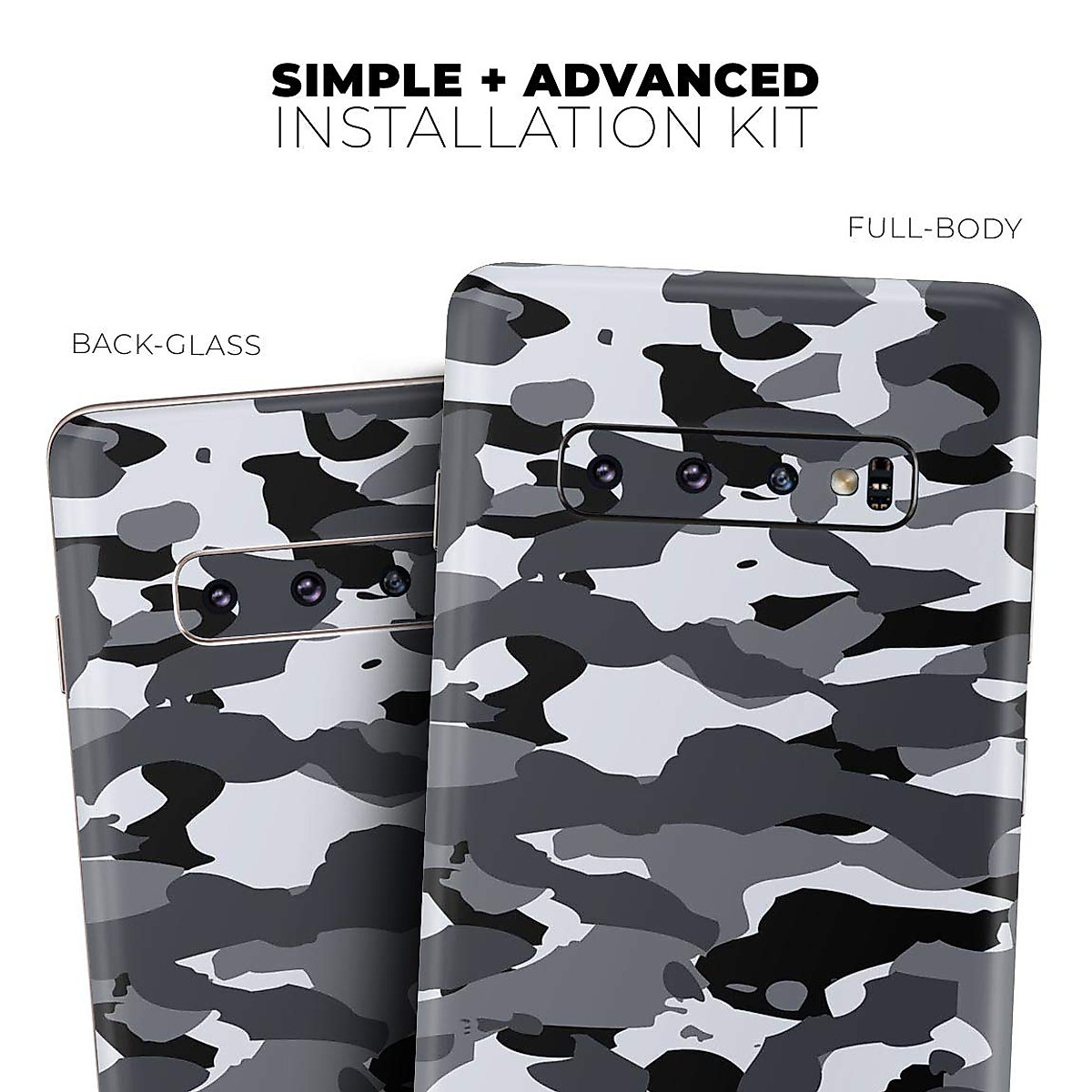 DesignSkinz Traditional Black & White Camo Protective Vinyl Decal Wrap Skin Cover Compatible with The Samsung Galaxy S20 (Screen Trim & Back Glass Skin)