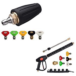 M MINGLE Turbo Nozzle for Pressure Washer, Pressure Washer Gun with Extension Wand, 10 Nozzle Tips