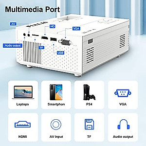 Video Projector for Phone Outdoor Projector 2022 Upgrade-8500Lumens - Mini Projector HD 1080P 150" Screen 55000 Hours Small Movie Projector Compatible with iPhone Laptop HDMI PS4 TV Stick VGA USB AV