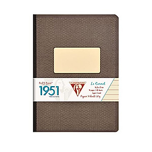 Clairefontaine 195246 °C 1951 Back to Basics Notebook, 96 Sheets Lined DIN A5 14.8 x 21 cm with Bound Cover and Soft BLACK COVER X 1 Single
