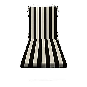 RSH Décor Indoor Outdoor Foam Chaise Lounge Chair Replacement Cushion, Choose Color (Black & White Stripe)