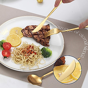 Joincook Matte Gold Silverware Set,30 Piece Stainless Steel Modern Flatware Set,Brushed Cutlery Set Service for 6,Satin Finish Utensils Set,Home Kitchen and Restaurant,Dishwasher Safe