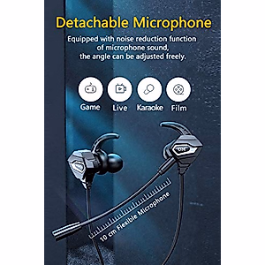 KASOTT Gaming Earbuds with mic Deep Bass Earphones in-Ear Headset Stereo Headphone with Detachable Dual Microphone for Mobile Gaming, Xbox One, PS4, Pro, PC (Red)