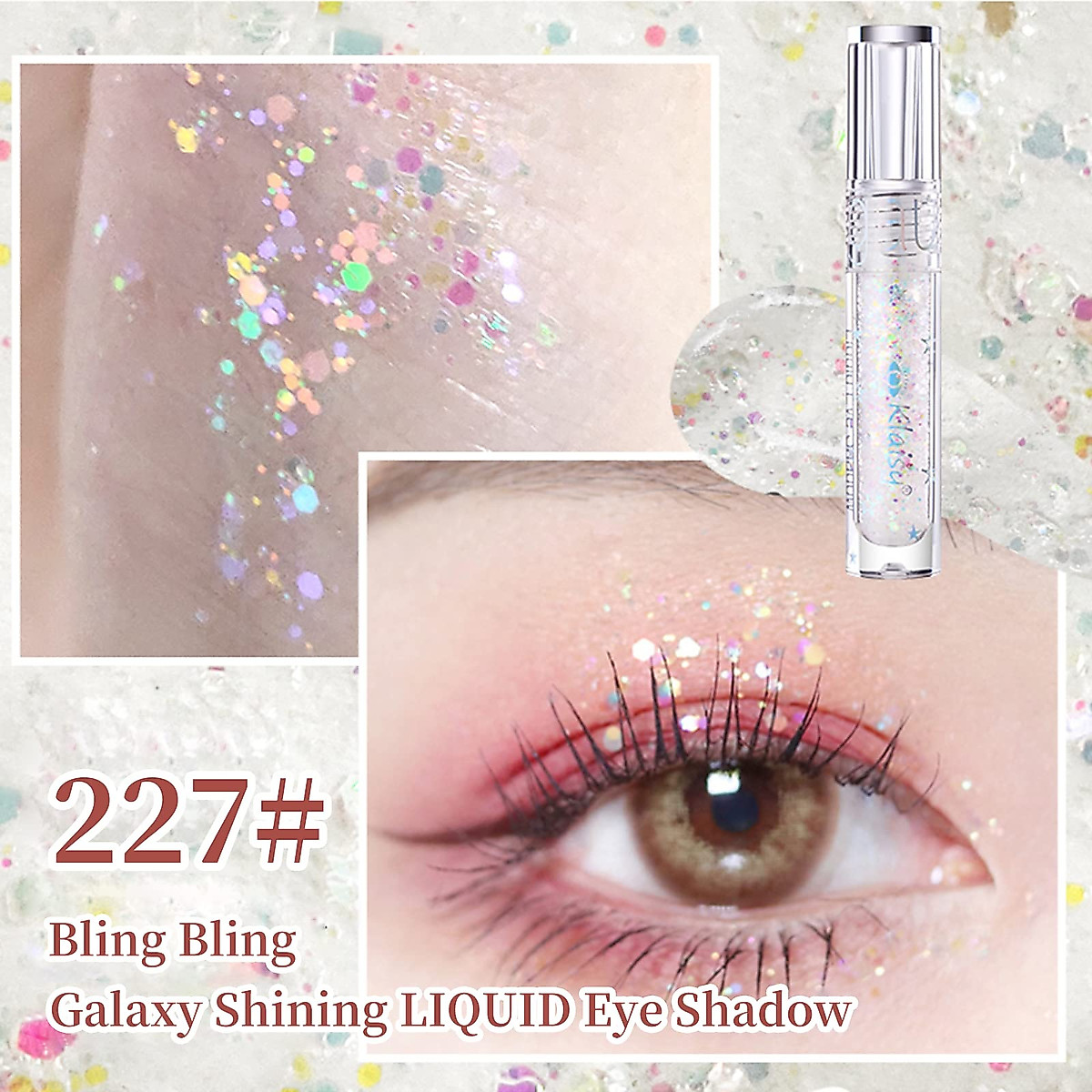 Quxunzzz Liquid Glitter Eyeshadow, Metallic Glitter Shimmer Eye Looks Waterproof Long Lasting Quick-Drying Sparkling Eye Shadow Makeup Liquid Glitter eyeliner #227