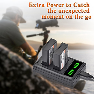 LP-E10 LPE10 Battery and LED USB Dual Charger with Type C Port Replacement for Canon EOS Rebel T6 T5 T7 T3 EOS 1200D 1100D 1300D 1500D 2000D 3000D Rebel KISS X50 X70 X80 X90