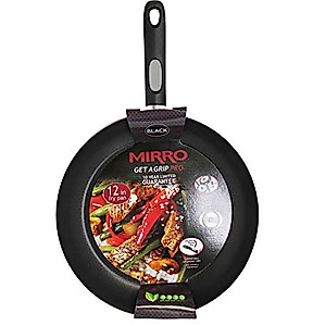 Mirro A7970784 Get A Grip Aluminum Nonstick 12-Inch Fry Pan / Saute Pan Cookware, Black