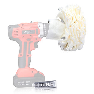 Flitz Buff Ball Car Buffer Drill Attachment with Self-Cooling Design, Never Burns and No Exposed Hardware to Prevent Scratches, Buff and Polish Any Surface, Machine Washable, 5 Inch, White, PB101-50A