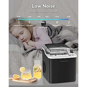 CROWNFUL Ice Maker Machine for Countertop, 9 Bullet Ice Cubes S/L Ready in 7 Minutes, 26lbs/24H, Auto self-Cleaning, Portable Small Ice Maker with Scoop and Basket, Silver