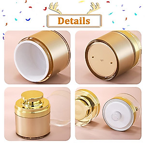 3pcs Golden Refillable Vacuum Bottle Cream Jar Side Leaking 1.0 oz 30ml Cosmetic Air Pump Jars Travel Containers Lotion Cream Dispenser for Makeup Lotion Moisturizer Creams