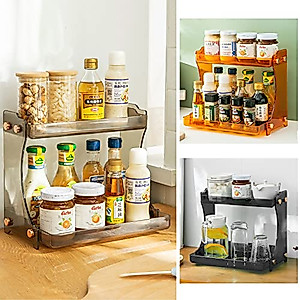 2 Layers Clear Countertop Makeup Organizer and Storage, Cosmetic Storage Tray, Vanity Trays Holder, Perfume Display Rack, Nail Polish Organizer, Assemble Easily, Hard Shell, Elegant, Gray