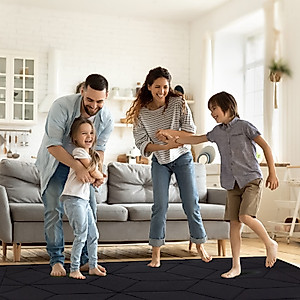 MAXYOYO 4" Thick Japanese Floor Mattress Futon Mattress, 3D Geometric Pattern Foldable Foam Mattress Roll Up Mattress Shikibuton Mattress Guest Mattress Sleeping Pad, Black, Full