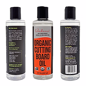 Verdana Organic Cutting Board Oil – Food Grade Kosher Non-GMO – 100% Coconut Derived & Vegan - Butcher Block Oil & Conditioner and Polish for All Wood – NO Mineral Oil Involved – 8 Fl Oz