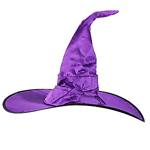LUTER Halloween Witch Hat, 17.7x17.7 inch Ruched Witch Hat Wizard Hat Decoration Pointed Costume Witch Hat for Kids Cosplay Accessories for Halloween Party Masquerade (Purple)