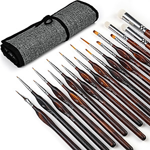 Golden Maple Miniature Paint Brushes Drybrush-18PCS Micro Detail Paint Brush Set, Small Fine Detail Model Brushes for Acrylics, Watercolors & Paint by Number, Citadel, Figurine, 40k - Cocoa Brown