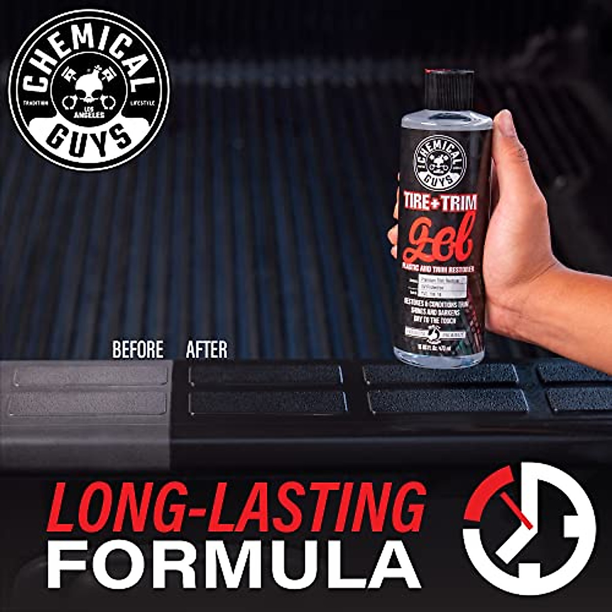 Chemical Guys TVD_108_16 Tire and Trim Gel for Plastic and Rubber, Restore and Renew Faded Tires, Trim, Bumpers and Rubber, Safe for Cars, Trucks, SUVs, Motorcycles, RVs & More 16 fl oz