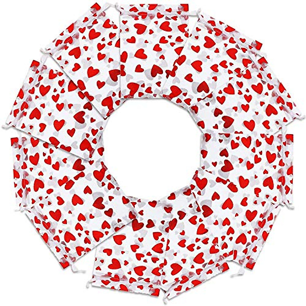 Moonear Heart Candy Bag Organza Jewelry Pouches, Valentine's Drawstring Gift Pouch for Valentine's Day Wedding Party Favor(50pcs)