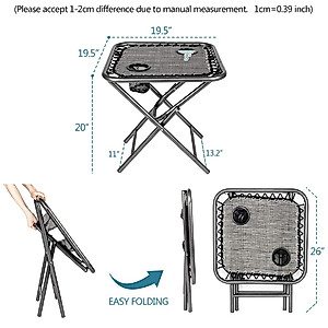 Bonnlo Zero Gravity Chair Set of 2 with Side Table, Reclining Outdoor Chair Patio Folding Lounge Chair Foldable Chairs Outdoor Recliner (Grey)