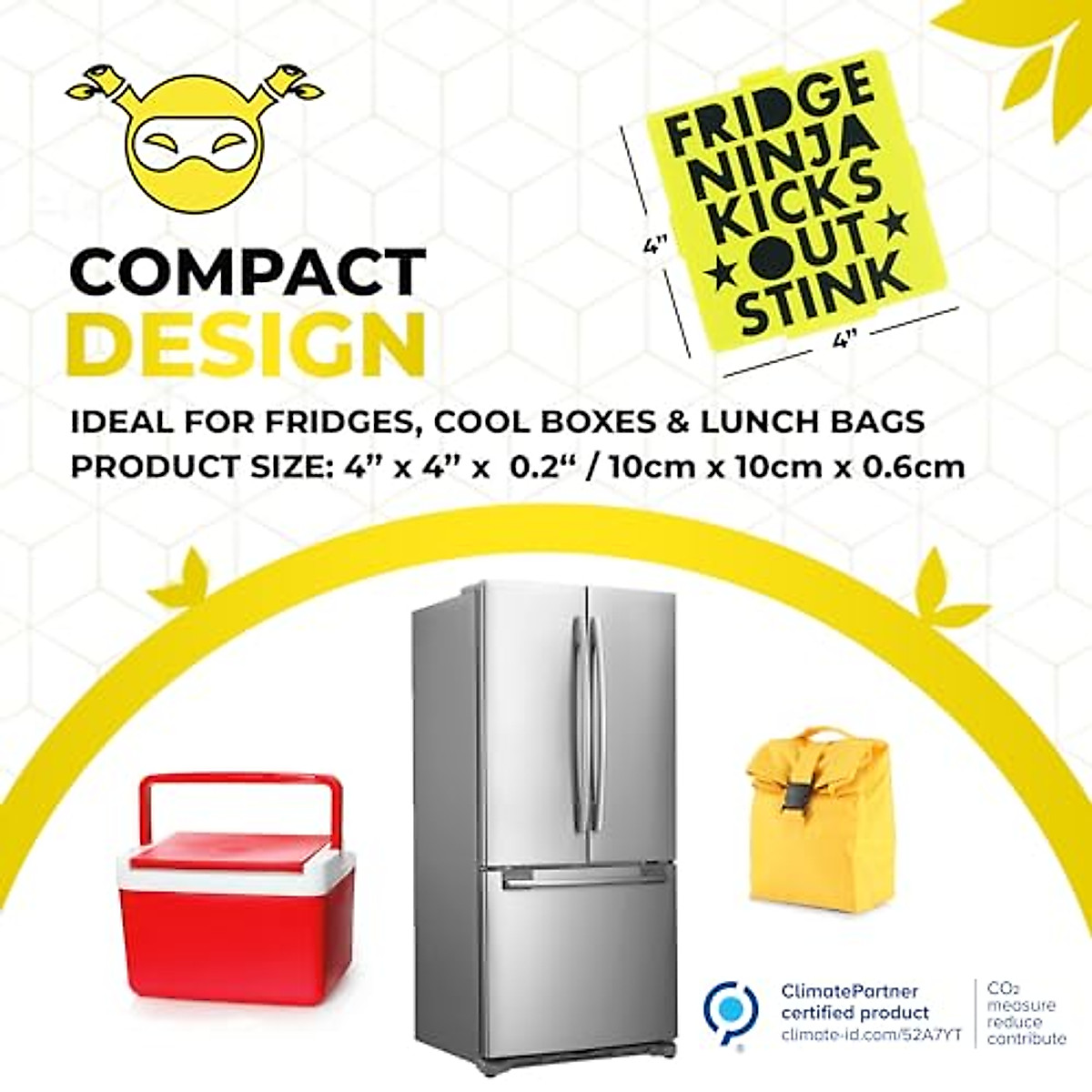 Fridge Ninja Compact Fridge Deodorizer (2 Pack) - More Effective Than Baking Soda - Compact Size Refrigerator Deodorizer Made of Activated Carbon