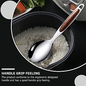 HEMOTON Rice Paddle Spoon 2Pcs Rice Paddle Rice Spoon Stainless Steel Rice Serving Spoon Rice Scooper Non- stick Rice Spatula Rice Server Spoon