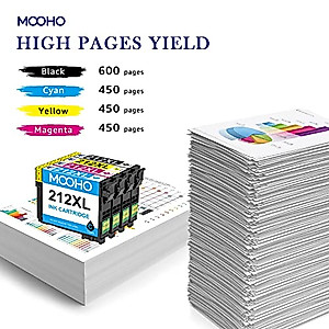 MOOHO Remanufactured Replacement for EPSON 212 Ink Cartridges 212XL 212 XL T212XL T212 Ink for Workforce WF-2850 WF-2830 Expression Home XP-4100 XP-4105 Printer Ink (Black,Cyan,Magenta,Yellow, 4 Pack)