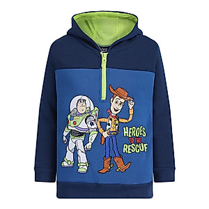 Disney Toy Story Boys Half Zip Up Hoodie for Toddler and Little Kids – Blue/Navy