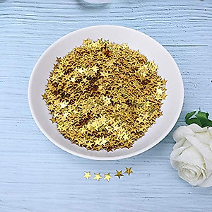 4000Pcs Star Confetti, 10mm PVC Star Table Confetti Star Glitter Sequins Confetti Baby Shower Party Sprinkles for Wedding Party Table Scatter Birthday DIY Decoration (60g) (laser gold)