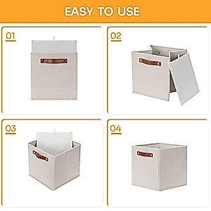 DULLEMELO Storage Boxes for Shelves Closet Storage,Sturdy Home Organization Bins for Gifts Empty,Foldable Fabric Storage Cubes Baskets for Nursery Toys Towels Clothes Storage(Beige)