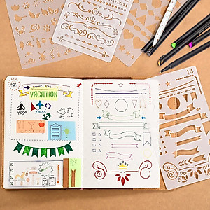 30 PCS Journal Stencils, Planner Stencils for Bullet Dot Journal Notebook Diary Scrapbook Drawing Template Dot Journal Stencil 4x7 Inch