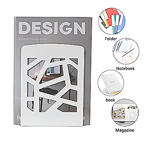 COCOMK Book Ends,Bookends for Shelves,Decorative Bookend Heavy Duty Book End for Office,Home,Black Book Holder for Kids, White