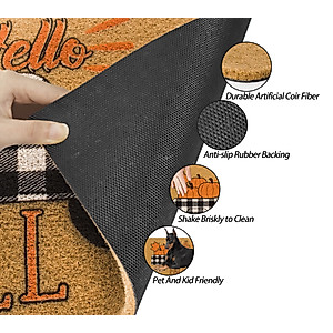 CaySep Welcome Fall Farm Pumpkin Truck Door Mats - Home Fall Decorative Doormat for Outdoor Entrance Non Slip Rubber Mat (Pumpkin)