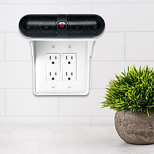 Storage Theory Power Perch Double Outlet Shelf - Convert Your Outlet into Display Shelves - Alexa Speaker Stand, Electric Toothbrush Holder - Light Socket Shelf 2 Pack, White